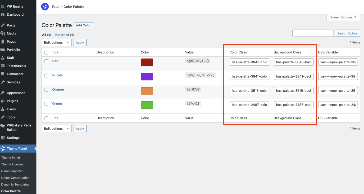 Using Color Palette Colors For Wpbakery Sections Rows And Columns Total Docs